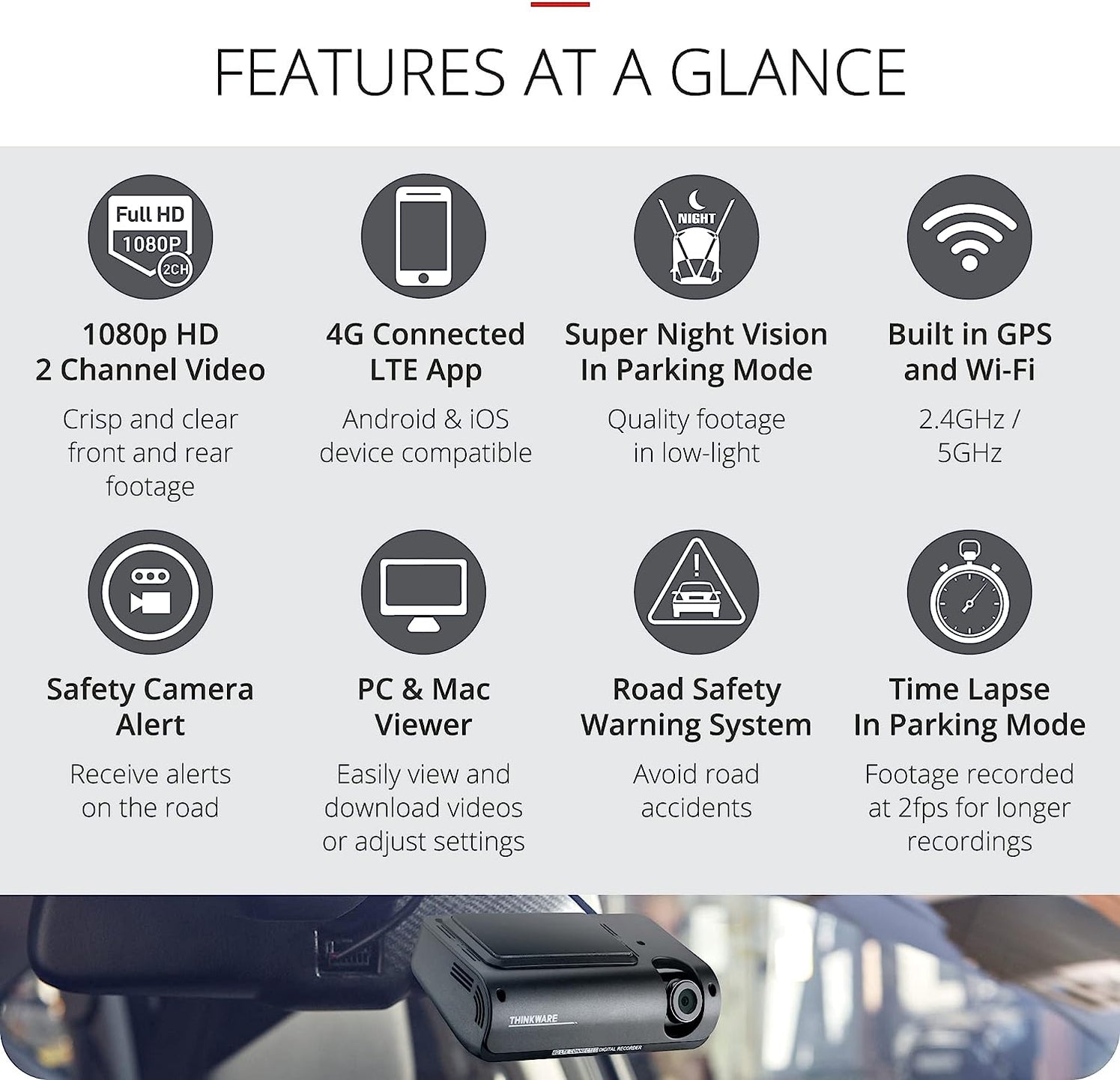 Thinkware T700 Dash Cam Full HD 1080p - Front and Rear Car Dash Camera ...